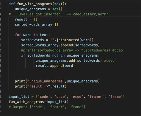 Anagrams Problem In Python How To Remove The Duplicate Anagrams In