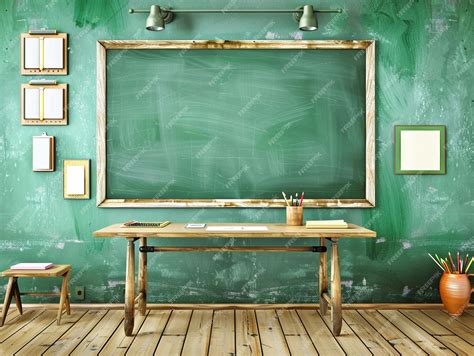Empty Black Classroom Chalkboard For Mockup Purposes With Space For