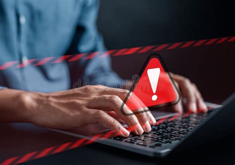 System Warning Caution Sign For Notification Error And Maintenance Concept Cyber Attack On