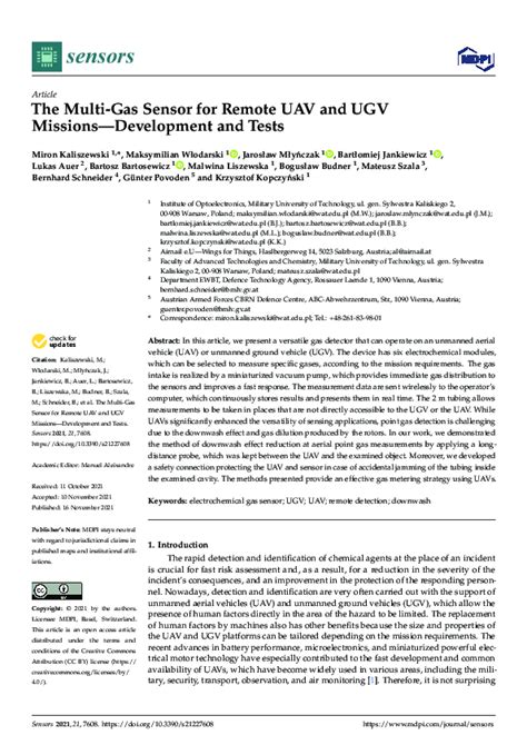 Pdf The Multi Gas Sensor For Remote Uav And Ugv Missions—development And Tests