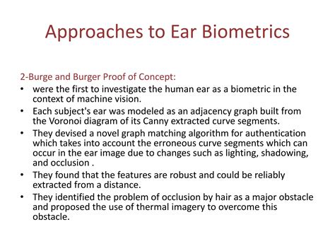 Pattern Recognition Ear As A Biometric Ppt