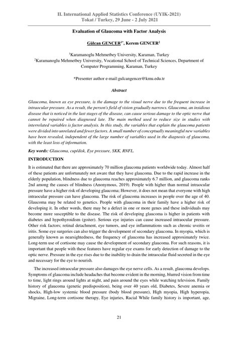 Pdf Evaluation Of Glaucoma With Factor Analysis