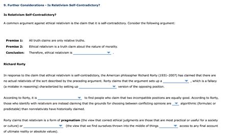 Solved 9 Further Considerations Is Relativism