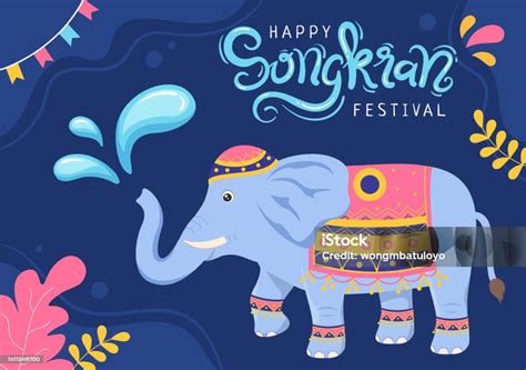 해피 송크란 축제 날 손으로 그린 만화 일러스트 레이 션 태국에서 물 총을 연주 플랫 스타일 배경 디자인에서 축하 4월에 대한 스톡 벡터 아트 및 기타 이미지 Istock