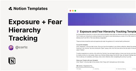 Exposure Fear Hierarchy Tracking Template By Cort C Notion Marketplace