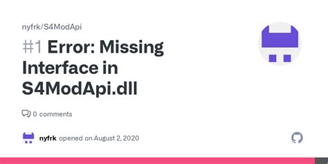 Error Missing Interface In S4modapidll · Issue 1 · Nyfrks4modapi