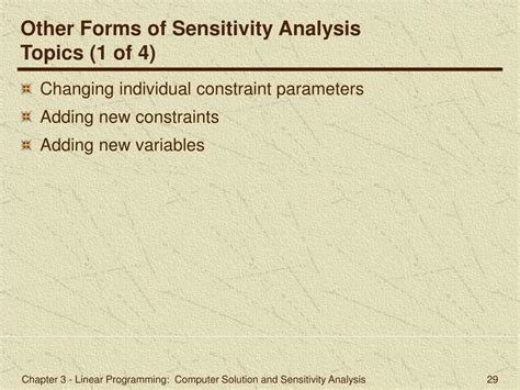 Ppt Chapter 3 Linear Programming Computer Solution And Sensitivity