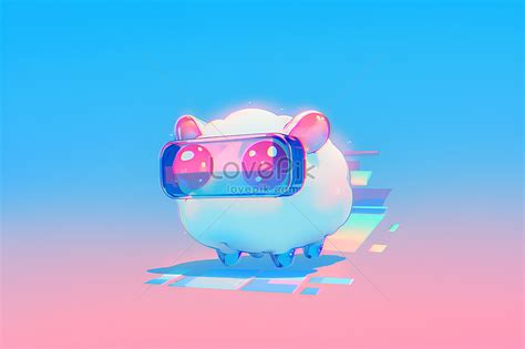 안경을 쓰고 귀여운 만화 양 일러스트 무료 다운로드 Lovepik