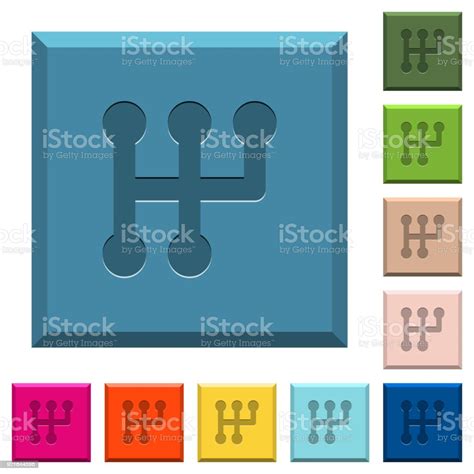 Manual Shift Engraved Icons On Edged Square Buttons Stock Illustration Download Image Now Istock