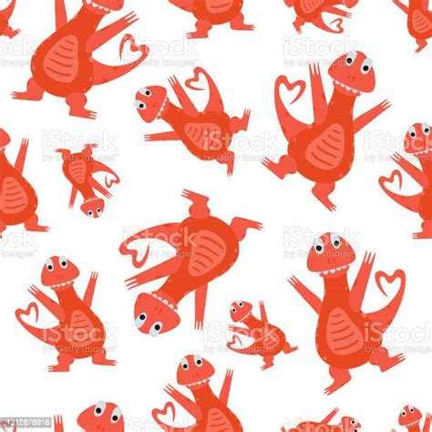 흰색 배경에 공룡과 재미 원활한 패턴 어린이 용 직물 벽지 포장 종이의 디자인을위한 트렌디 한 캐릭터와 질감 벡터 일러스트레이션 0명에 대한 스톡 벡터 아트 및 기타 이미지