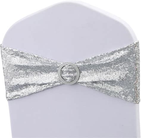 Jfdydm Double Sided Sequins Silver Chair Sashes100 Pack
