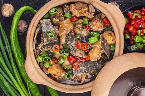 美味的中国菜软甲鱼炖鸡锅