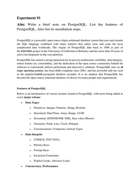 postgresql also list its installation steps pdf postgre sql