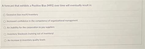 Solved A Forecast That Exhibits A Positive Bias Mfe ﻿over