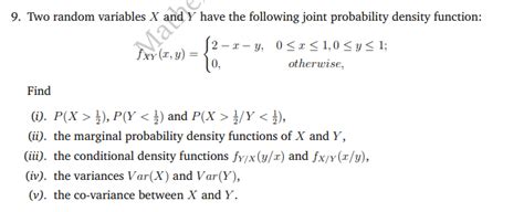 solved 9 two random variables x and y have the following