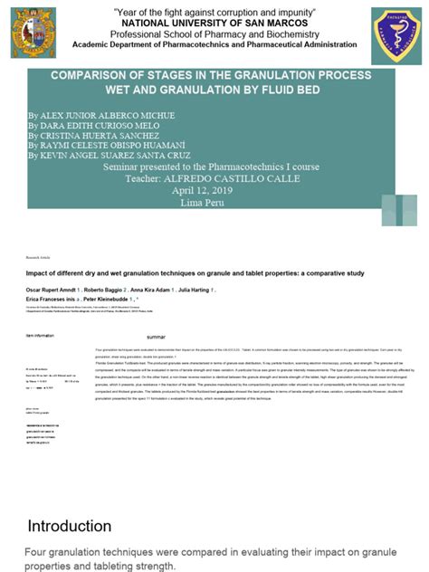 Seminar 5 Compare The Stages Of The Wet Granulation And Dry