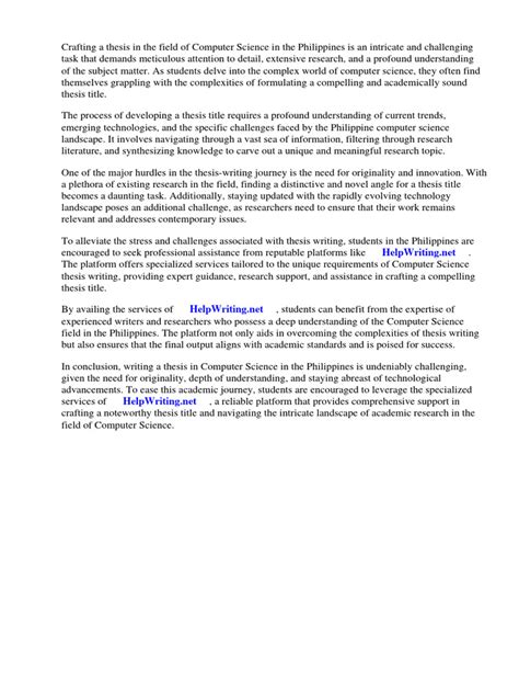 Thesis Title For Computer Science Philippines Pdf Computer Science