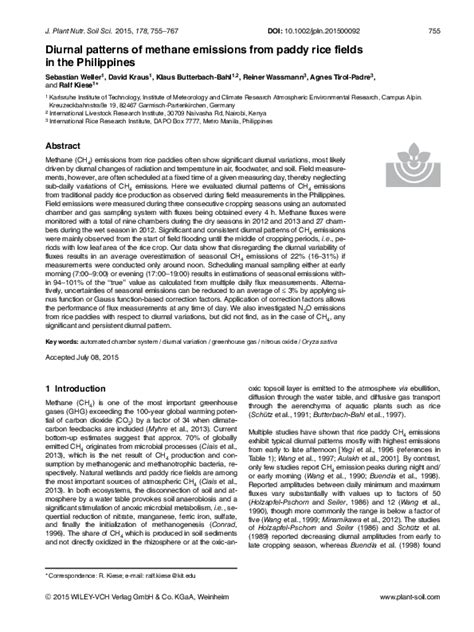 Pdf Diurnal Patterns Of Methane Emissions From Paddy Rice Fields In