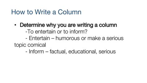 Column Writing How To Write Column Writing Pptx Hobbies And Interests