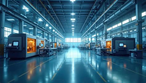 Modern Smart Factory Interior Iiot Machines Automated Production Lines Efficient Workstations