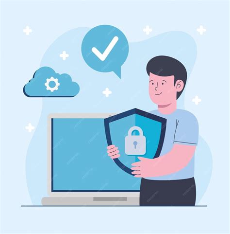 Premium Vector Man With Laptop Cyber Security
