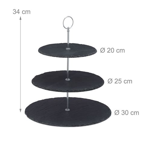 Поставка за сервиране на нива 3 нива чинии от шисти черни 34 см Emag Bg