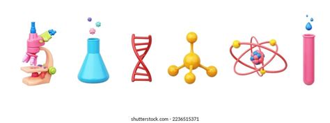 3d Object Model Set Microscope Beaker Stock Illustration 2236515371