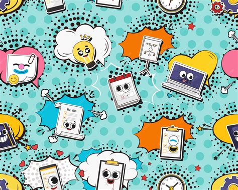 Premium Vector Vector Flat Seamless Texture Pattern Hand Drawn Flat Trendy Cartoon Elements