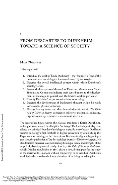 The Promise Of Sociology Classical Approaches To C Main Objectives Is Chapter Will Introduce