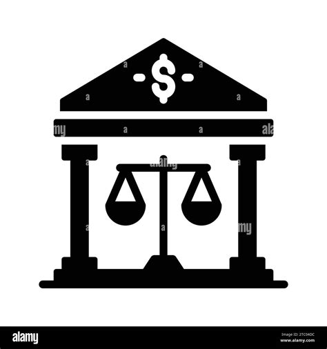 Balance Scale With Bank Building Showing Banking Law Concept Icon Stock