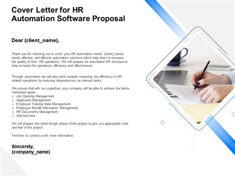 Cover Letter For Hr Automation Software Proposal Ppt Template Presentation Graphics