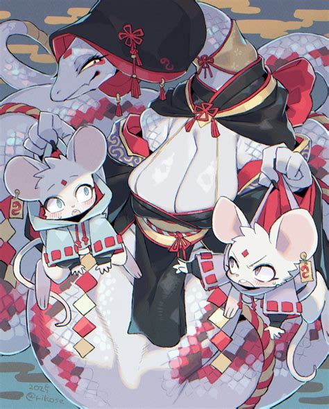 Rikose Original Highres 1girl 2others Ambiguous Gender Breasts