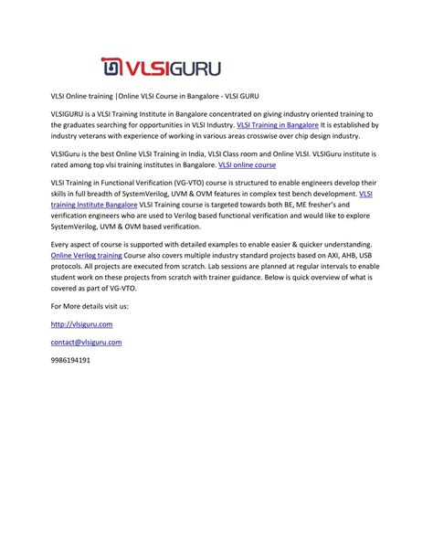 Ppt Vlsi Online Training Online Vlsi Course In Bangalore Vlsi Guru Powerpoint Presentation