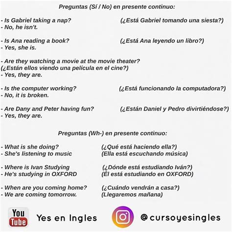 Los Dos Tipos De Preguntas En Presente Continuo Lección Completa En