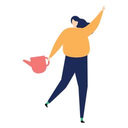 Watering Can Watering Pot Woman Flat Png Svg Design For T Shirts