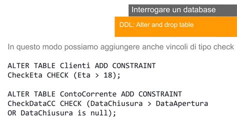 Creare Tabelle Sul Database Mysql Ppt