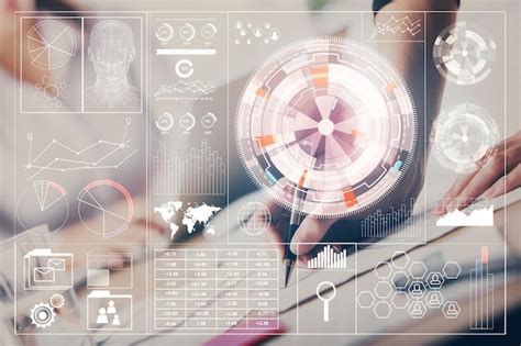 Premium Photo Double Exposure Of Womans Writing Hand On Background With Data Technology Hud