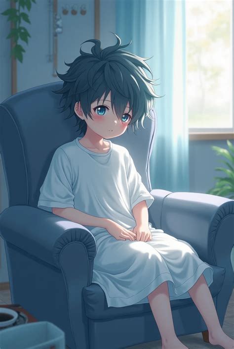 Boy Ii Anime Random Hair Random Blue Eyes Wearing Plain White Nightgown