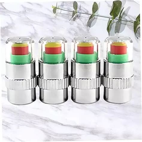 자동차 타이어 압력 게이지 캡 센서 표시기 경고 모니터링 도구 타이어 캡 표시기 경고 공기압 게이지 24 바 4 개 소모품