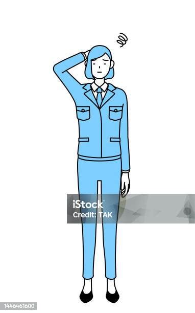 직장에 있는 여자가 괴로워하며 머리를 긁는 간단한 선 그리기 그림 개발에 대한 스톡 벡터 아트 및 기타 이미지 개발