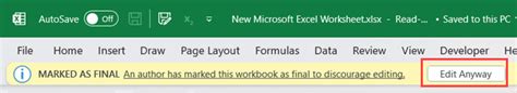 How To Mark An Excel Workbook As Final