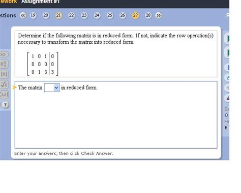Solved Determine If The Following Matrix Is In Reduced Form
