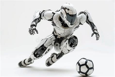Futuristic Robot Football Player Playing Soccer Ball Illustration