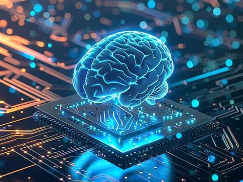 Conceptual Design Of Artificial Intelligence Braincomputer Interface Premium Ai Generated Image