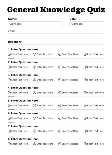 Blank Quiz Free Google Docs Template Artofit