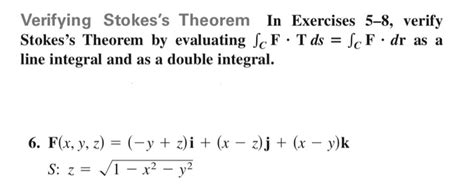 Solved Verifying Stokes S Theorem In Exercises Verify Chegg Com