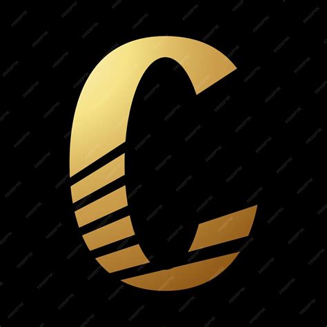 Premium Vector Gold Abstract Letter C Icon With Diagonal Stripes On A