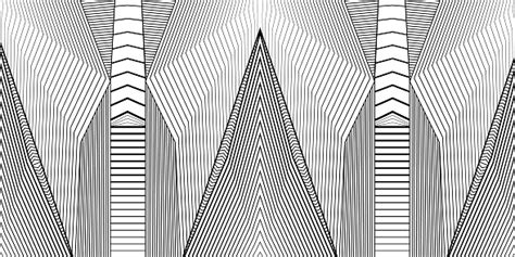 대칭적인 얇은 선이 있는 복잡한 흑백 건축 라인 아트 겹치는 기하학적 모양 착시 현상 및 추상적인 패턴이 있는 역동적인 선형 디자인 인쇄 웹 포스터 브랜딩에 적합 0명에