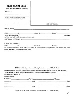 Illinois Quitclaim Deed Form Blank Fillable Template Fill Out Print And Download Pdf Pdffiller
