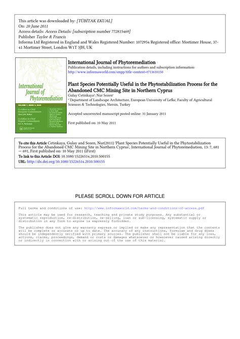 Pdf Plant Species Potentially Useful In The Phytostabilization
